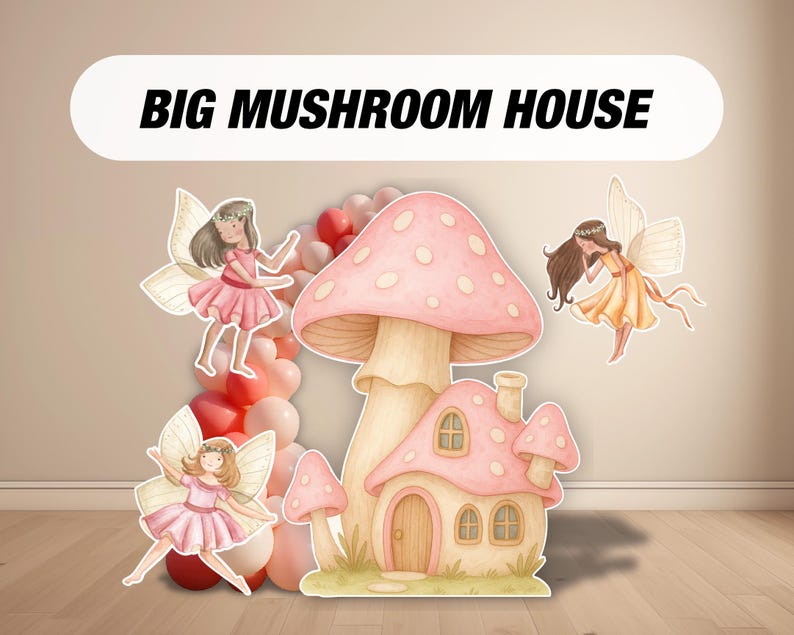 Big Fairy Mushroom House Cutout Props, Fairy First, Watercolor ...