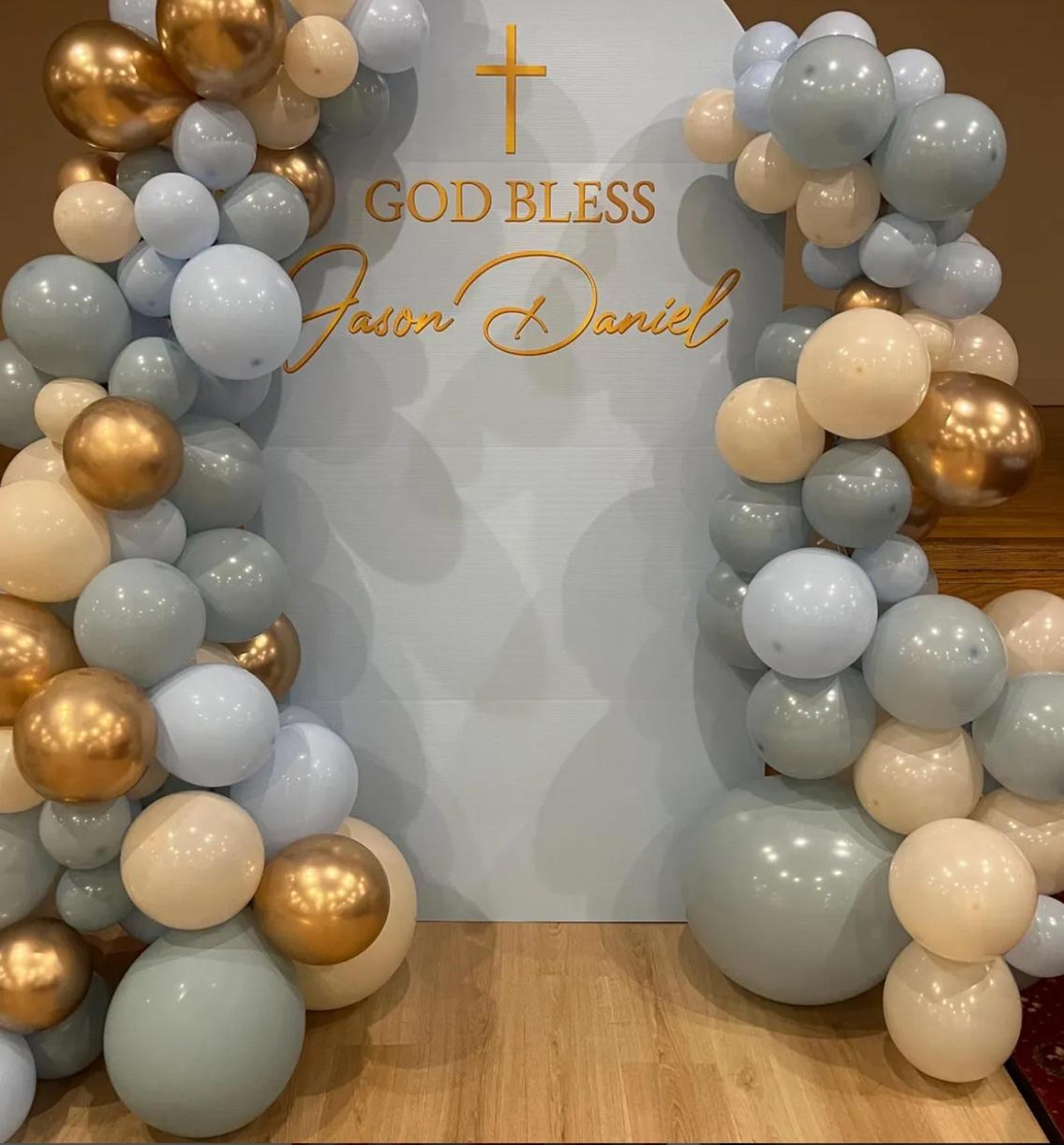 God Bless Arch Backdrop Christening Baptism Arch Backdrop, With Stands ...