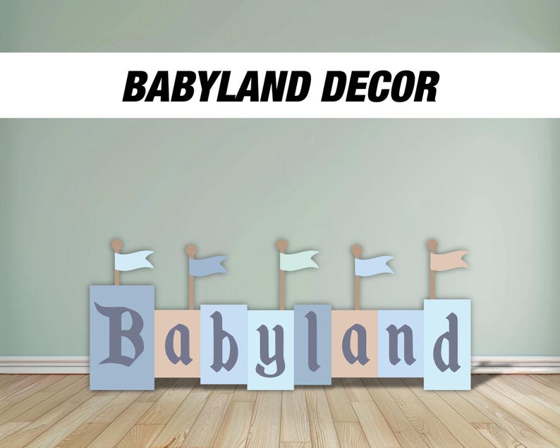BIG Babyland Babyshower Sign Decor Cutouts Backdrop, Sketch Stand up ...