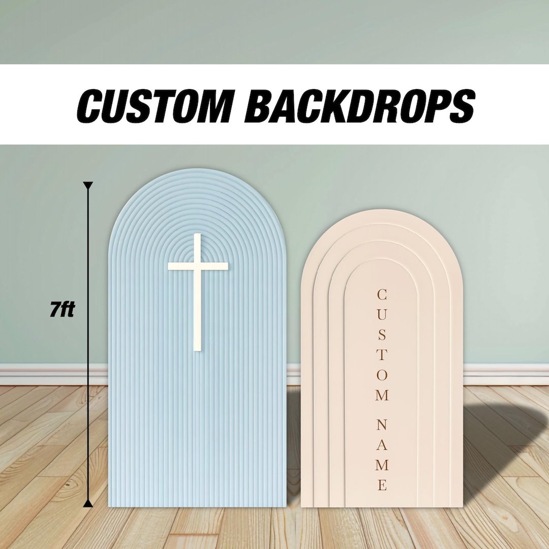 Blue God Bless Arch Backdrop Cross Christening Baptism Arch Backdrop ...