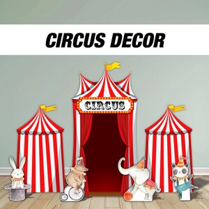 Circus Theme Backdrop Circus Birthday Watercolor Cutouts Decorations ...