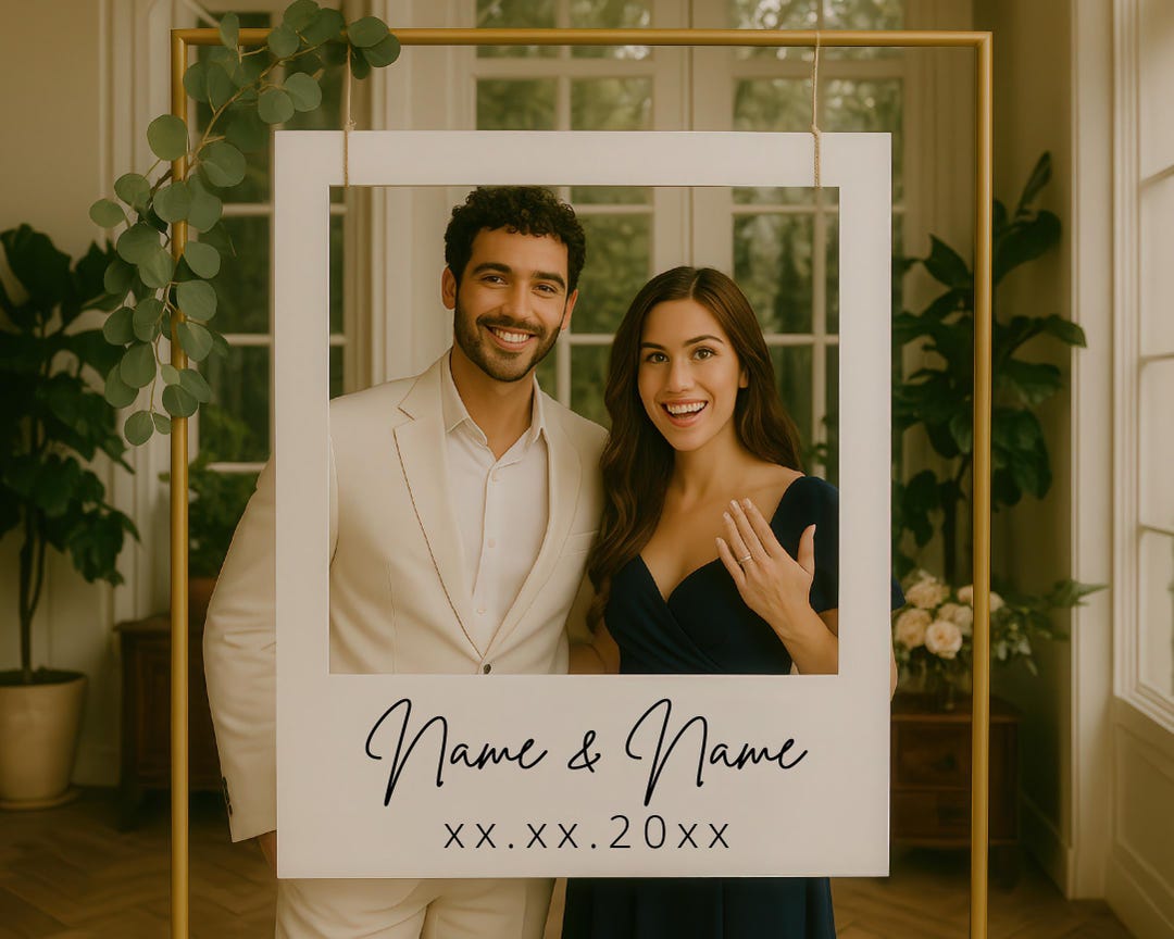 Selfie Photo Frame Custom Printed Prop – Polaroid Frame Bridal Shower ...