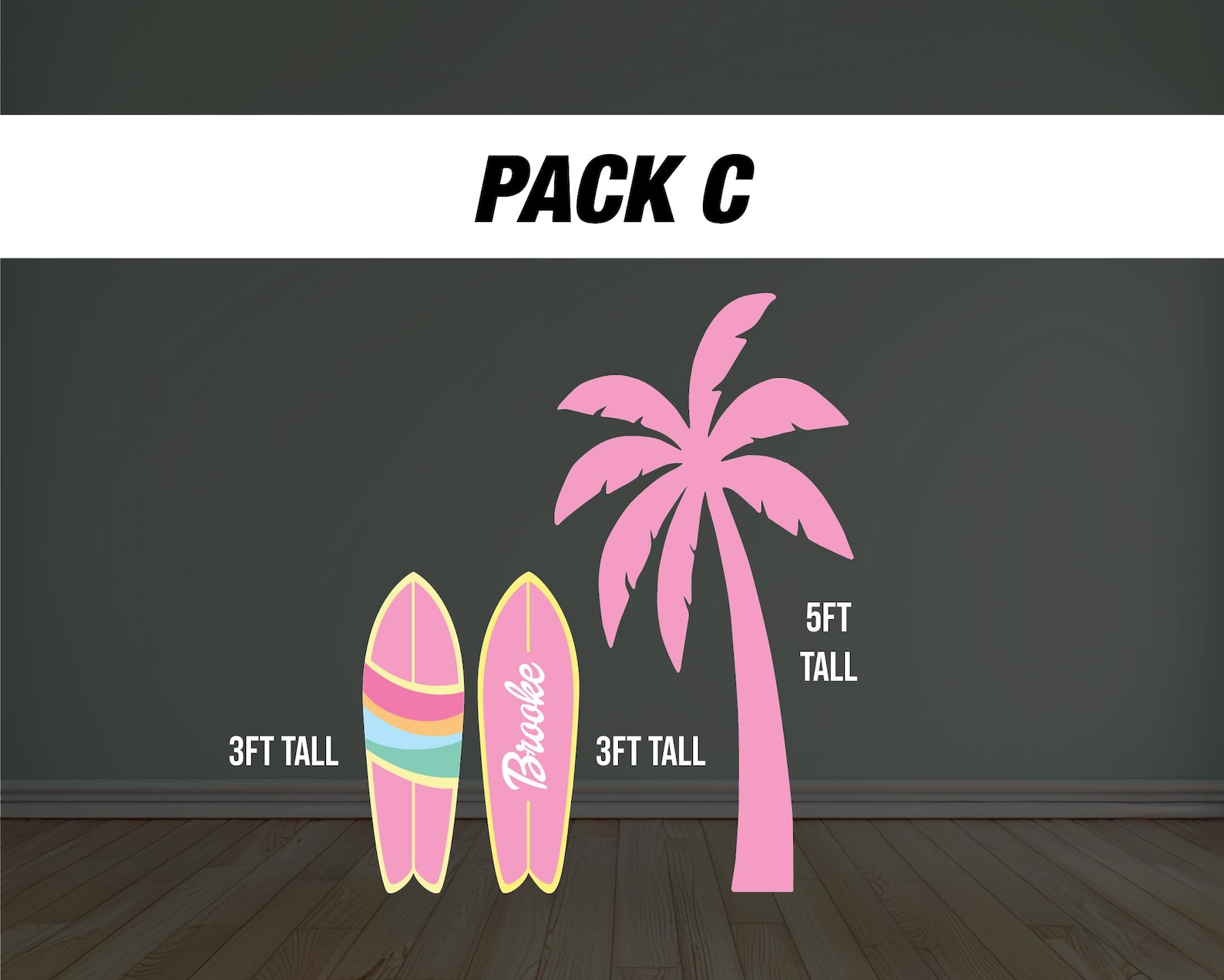 Pink Palm Tree Surfboard Cutouts, Tropical Themed Decorations, Tropical ...