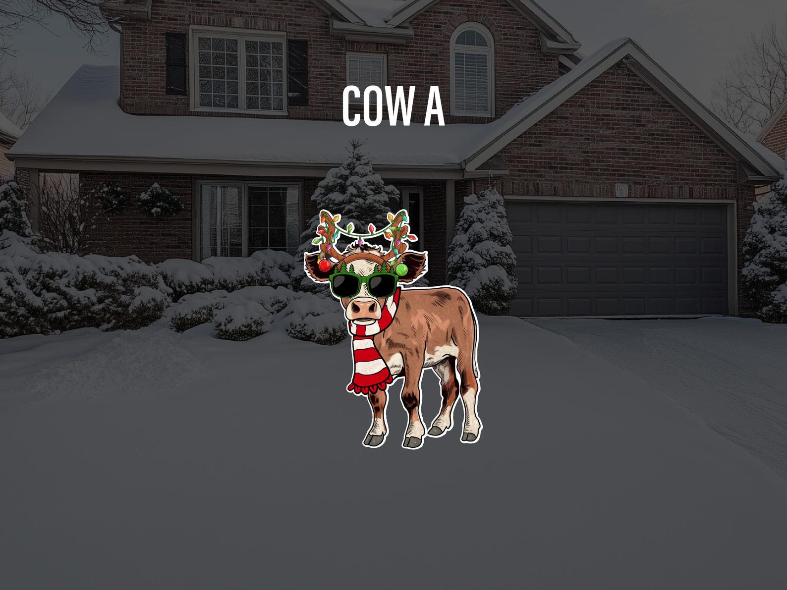 Cow Christmas Cow Yard Art Lawn Signs, Yard Sign, Cow Christmas Lights ...