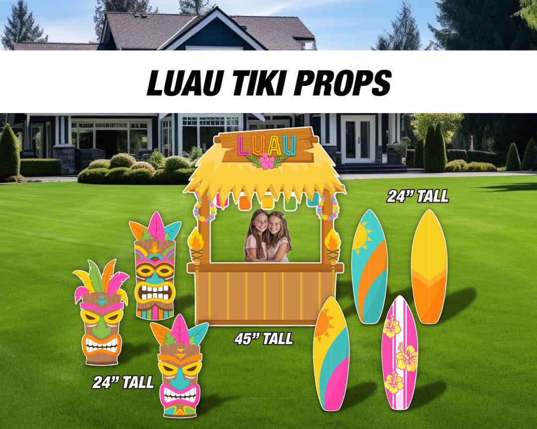 Tropical Luau Hawaii Yard Sign Lawn Sign Cutouts Tropical Birthday ...