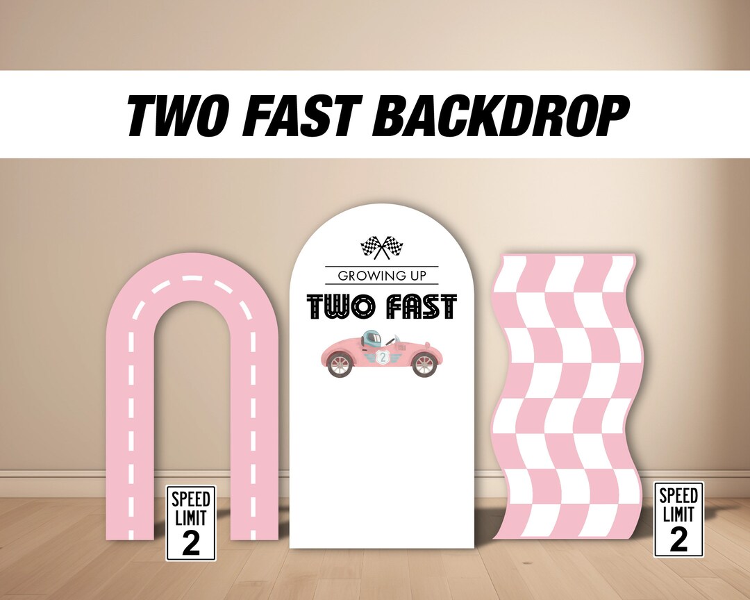 Two Fast Backdrop Birthday With Stands. 2 Fast 2 Curious Retro Car ...