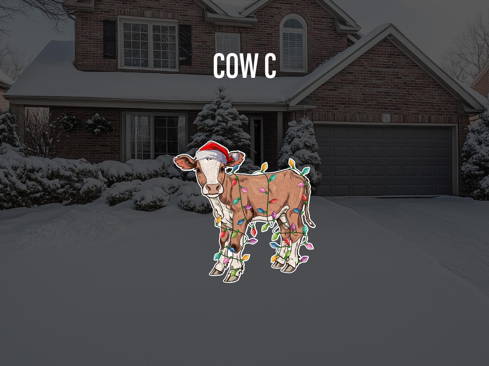 Cow Christmas Cow Yard Art Lawn Signs, Yard Sign, Cow Christmas Lights ...