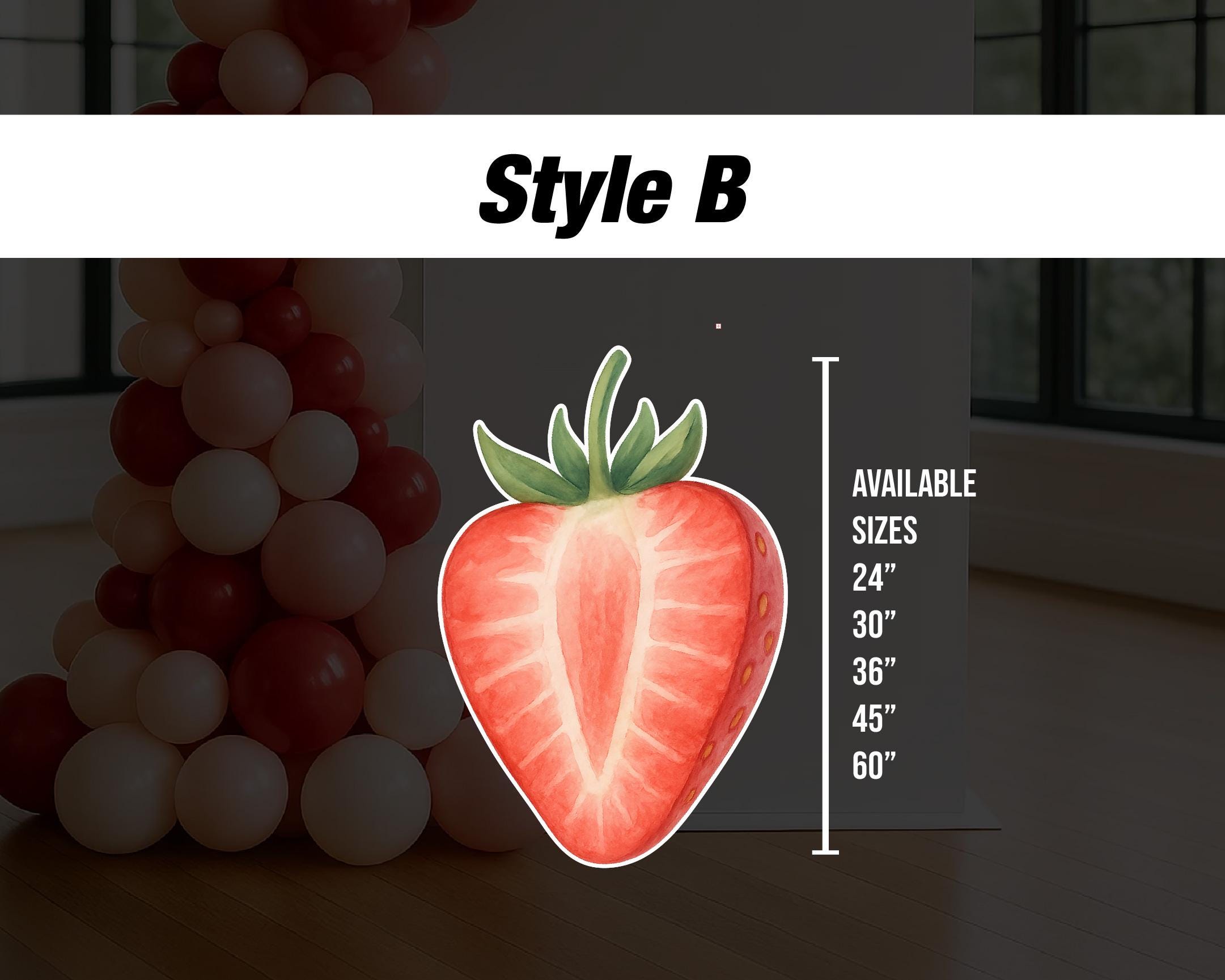 BIG Strawberry Cutouts, Prop Decoration Babyshower Berry Sweet One ...
