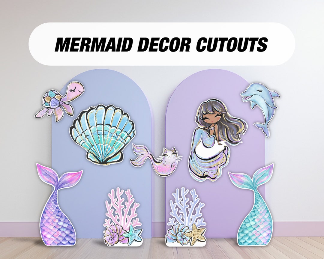 Mermaid Cutouts Cute Watercolor Sea Cutouts Centerpieces Ocean Animal ...