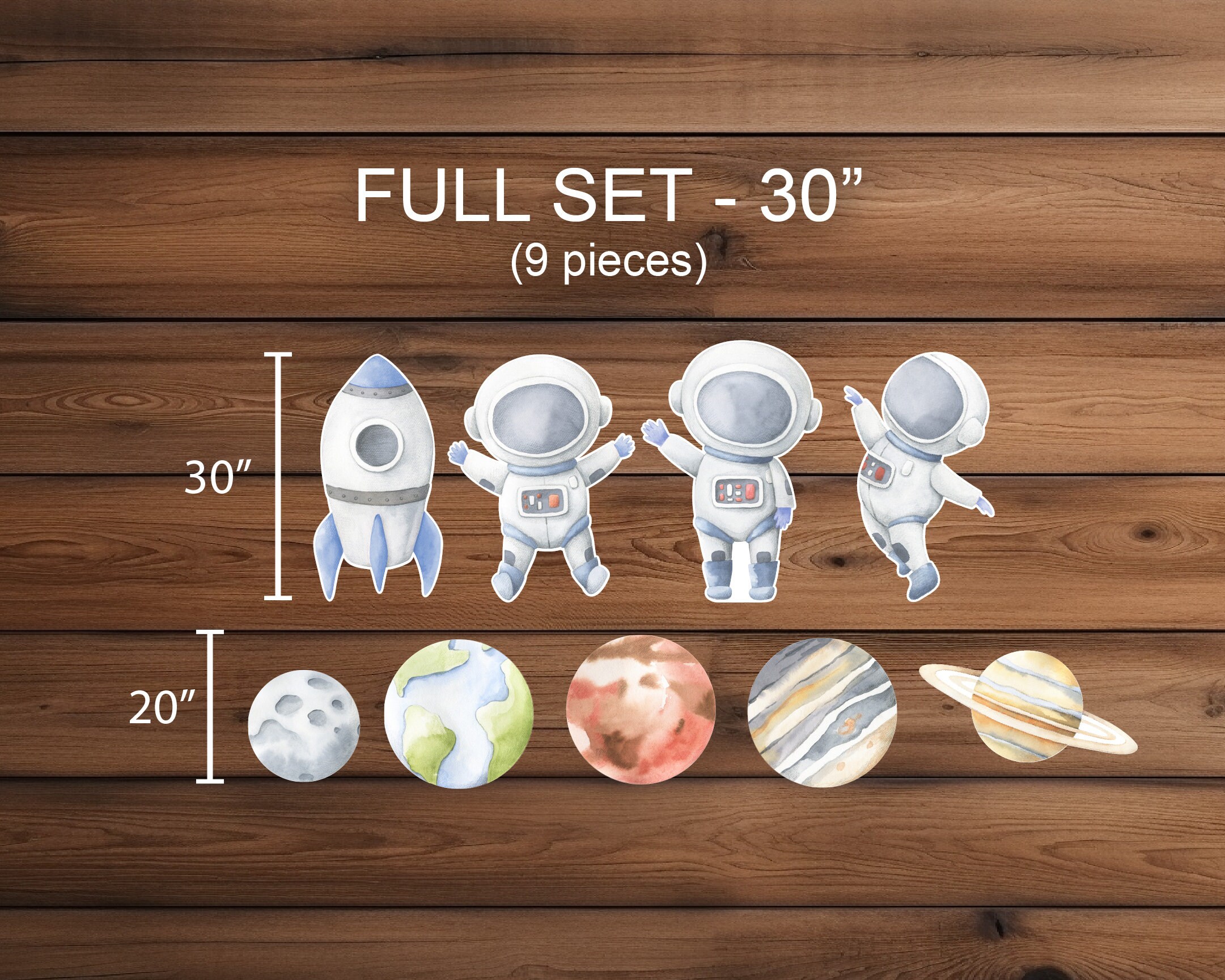 Cute Baby Astronaut Cutouts Watercolor Outerspace Cutouts Centerpieces ...