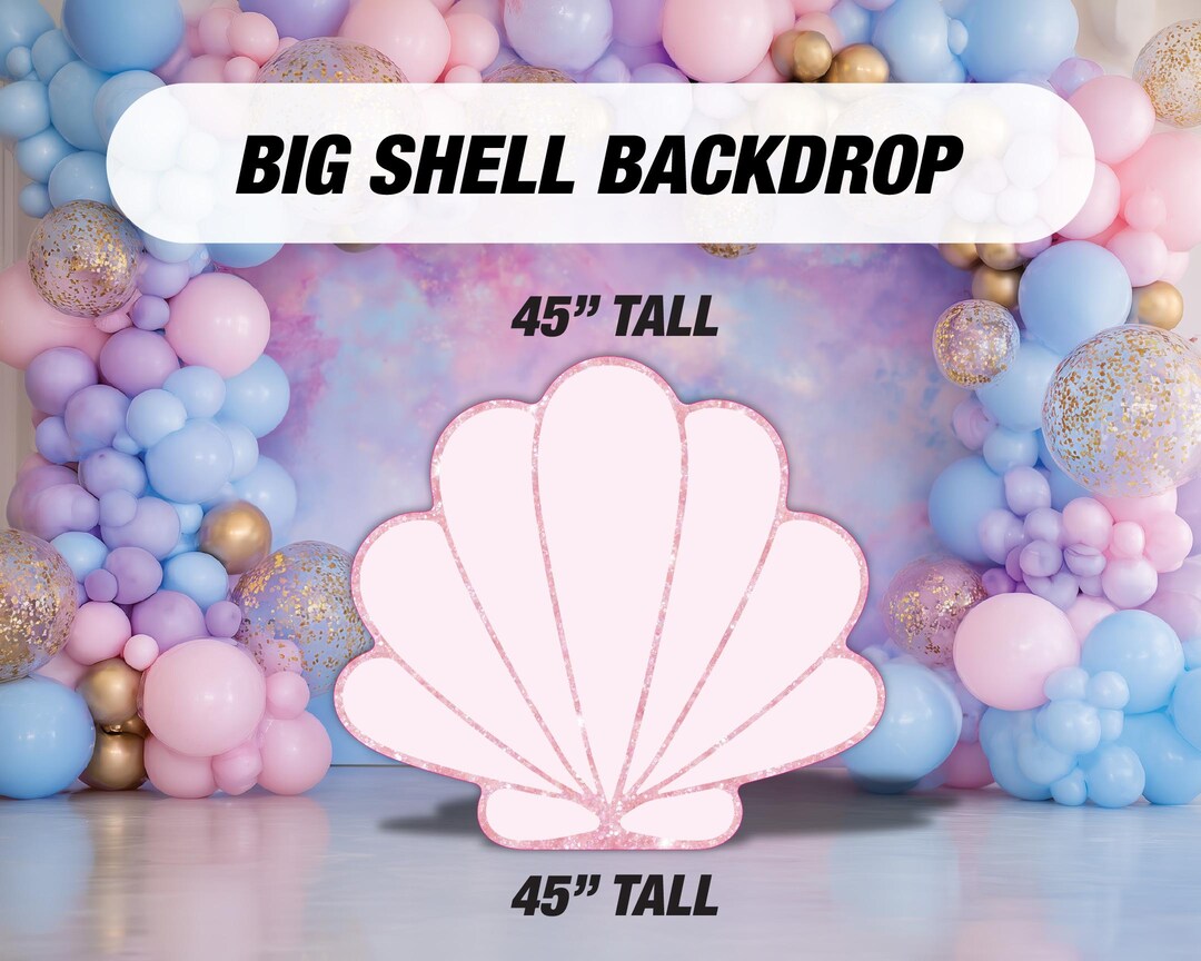 Pink Backdrop Clam Shell Mermaid Cutout Sea Shell Birthday Under the ...