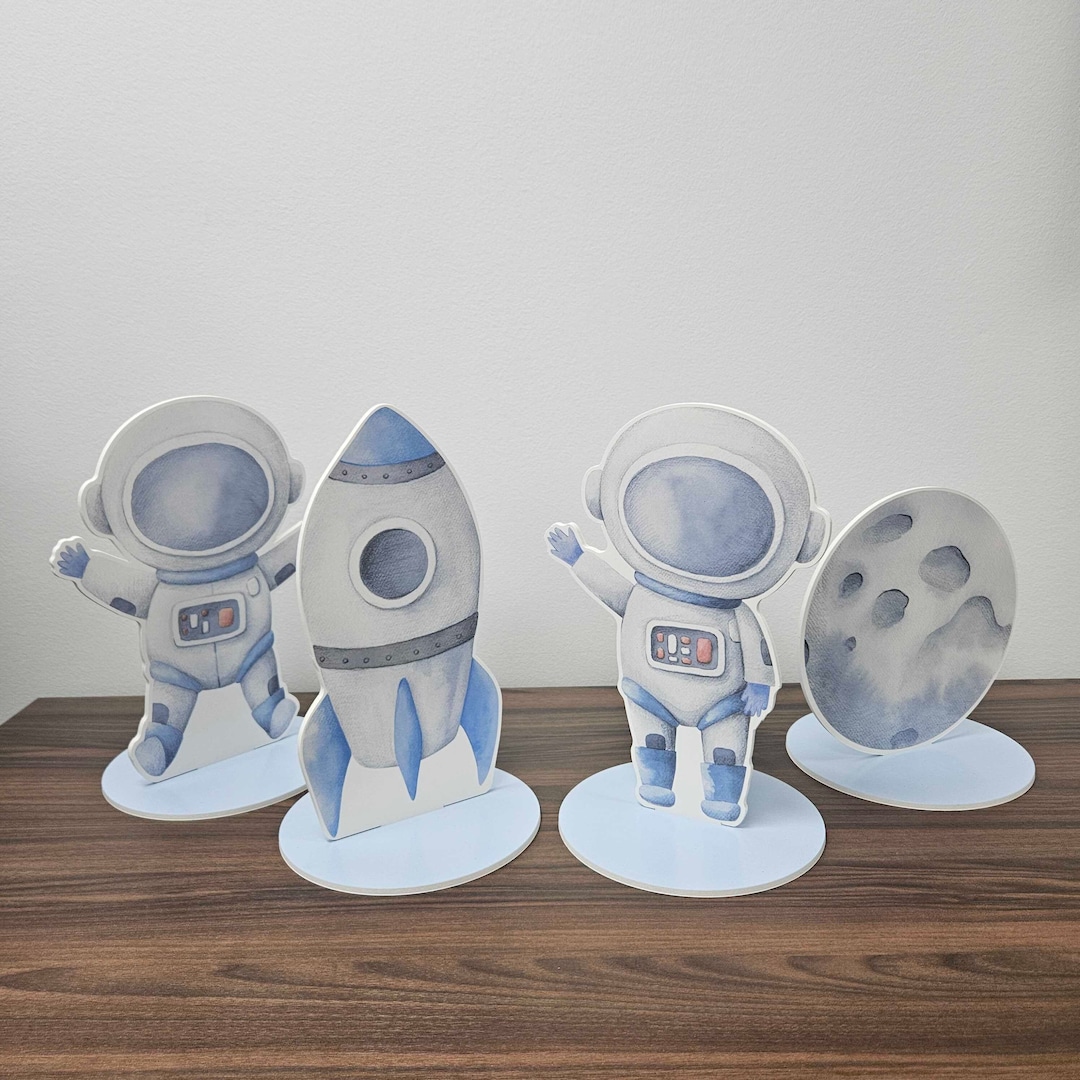 Cute Baby Astronaut Centerpiece Cutouts Watercolor Outerspace Cutouts ...