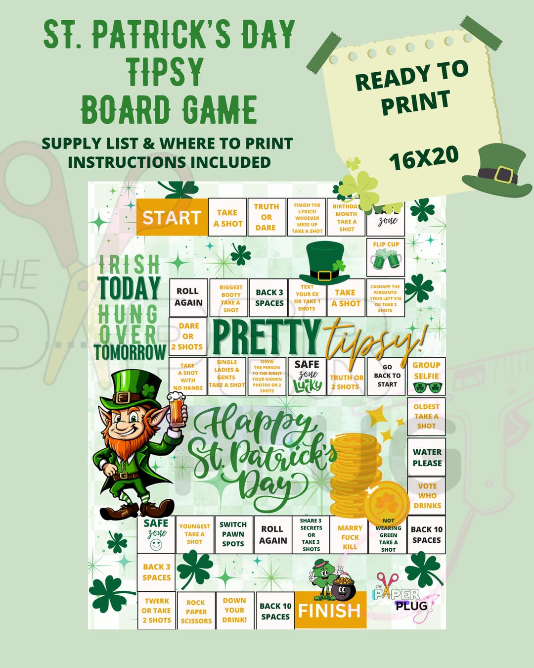 DIGITAL FILE - St. Patrick's Day Board Game, Drinking Board Game, Tipsy ...