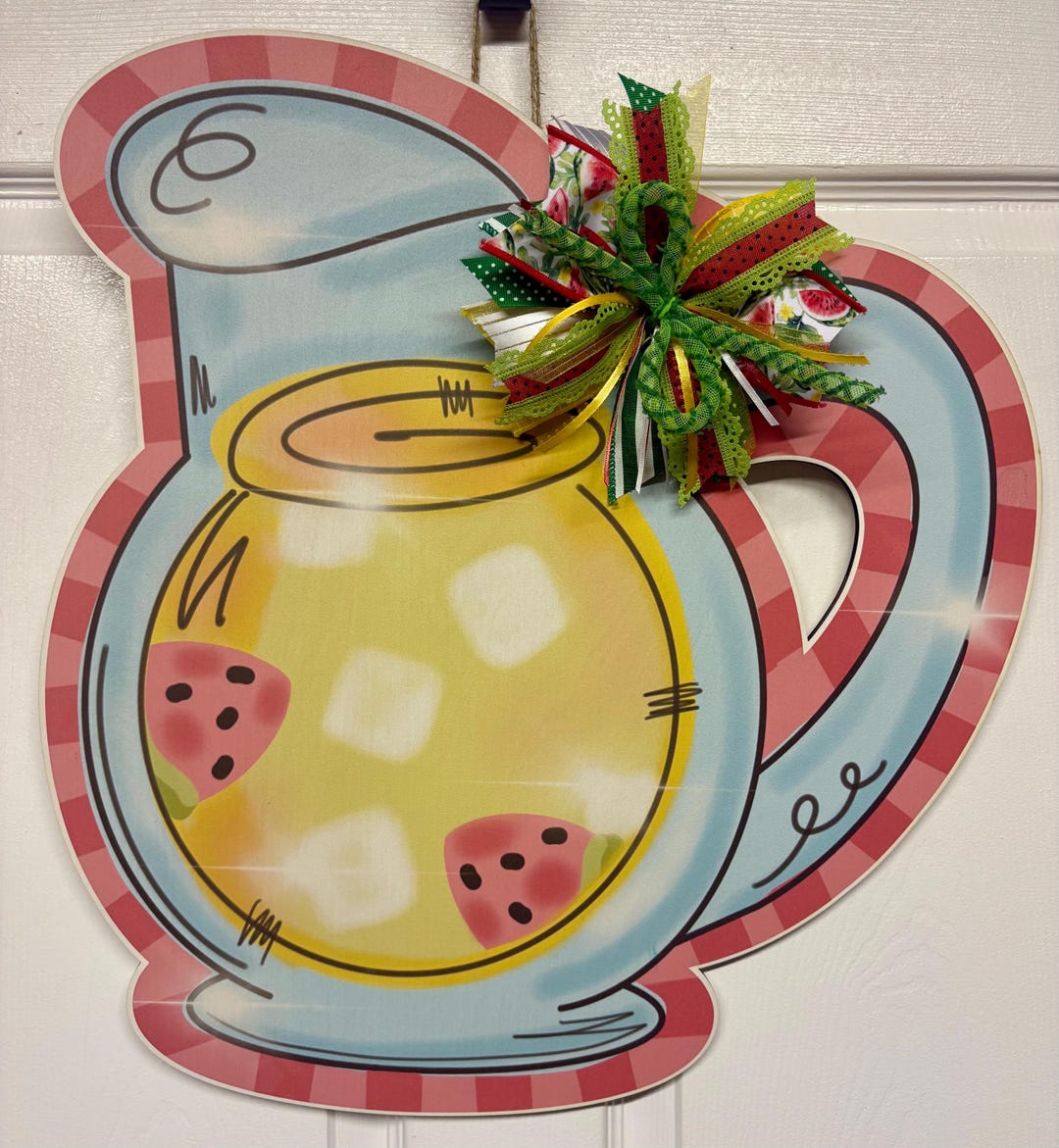 Lemonade Pitcher Door Hanger, Summer Door Hanger With Watermelon ...