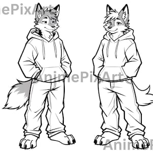 Customizable Fox Wolf Furry Coloring Sheet Valentines Day Digital ...