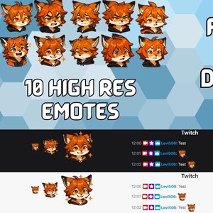 Chibi Fox Furry Twitch Emotes - Set of 10 - Cute Furry Twitch Emotes ...