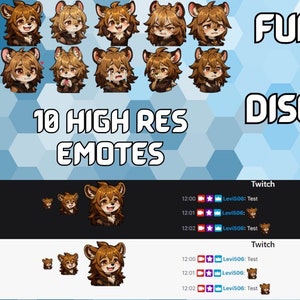 Chibi Hyena Furry Twitch Emotes - Set of 10 - Cute Furry Twitch Emotes ...