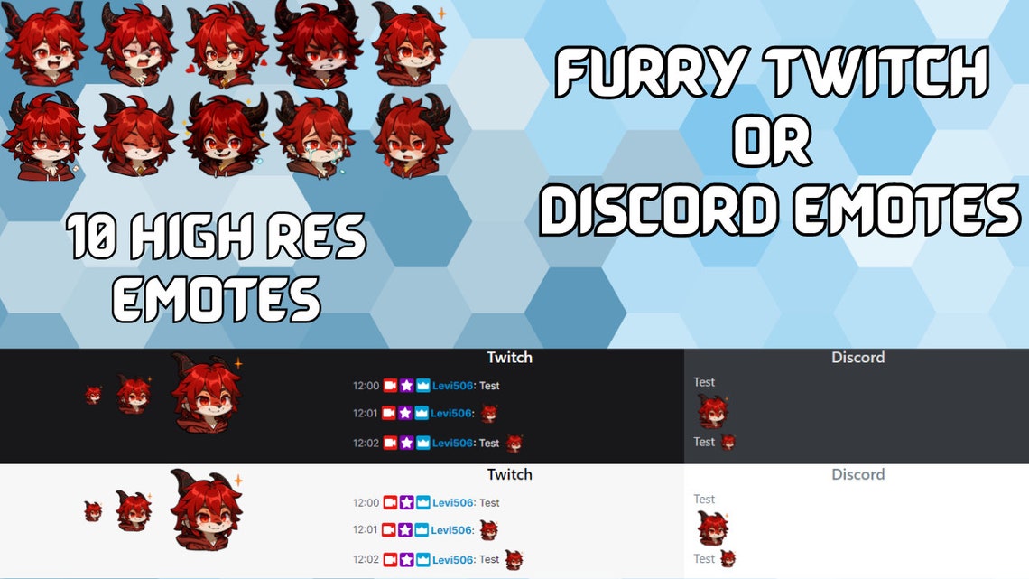Chibi Red Dragon Furry Twitch Emotes Set of 10 Cute Furry Twitch Emotes ...