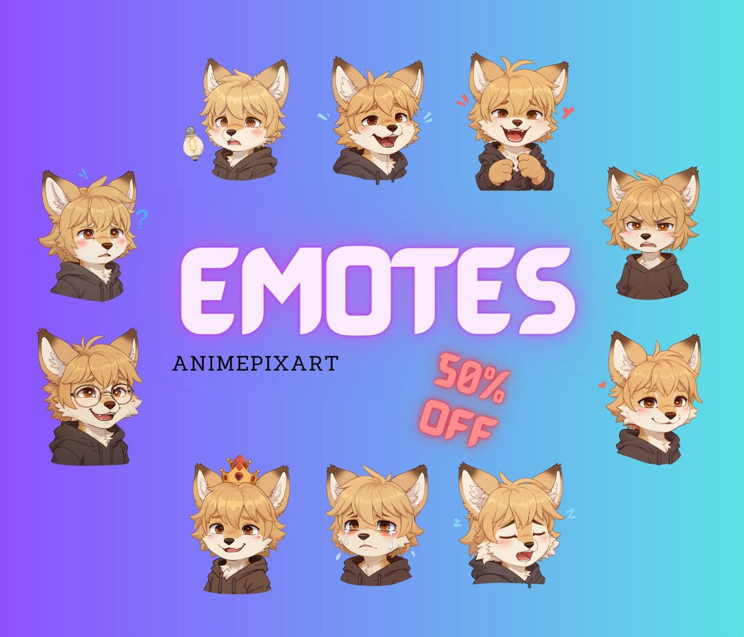 Chibi Brown Wolf Furry Twitch Emotes - Set of 10 - Cute Furry Twitch ...