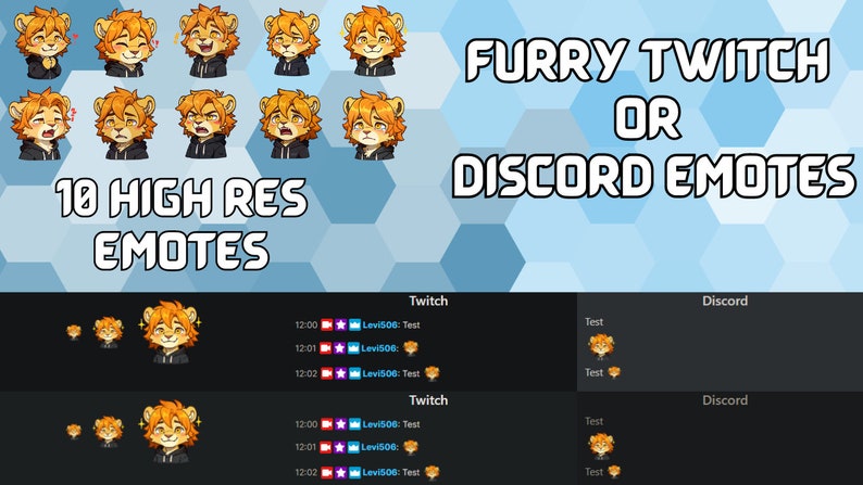Chibi Lion Furry Twitch Emotes Set of 10 Cute Furry Twitch Emotes ...