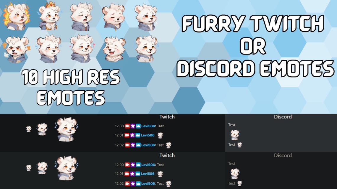 Chibi Polar Bear Furry Twitch Emotes Set of 10 Cute Furry Twitch Emotes ...