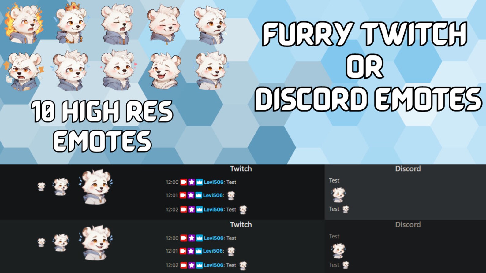 Chibi Polar Bear Furry Twitch Emotes Set of 10 Cute Furry Twitch Emotes ...