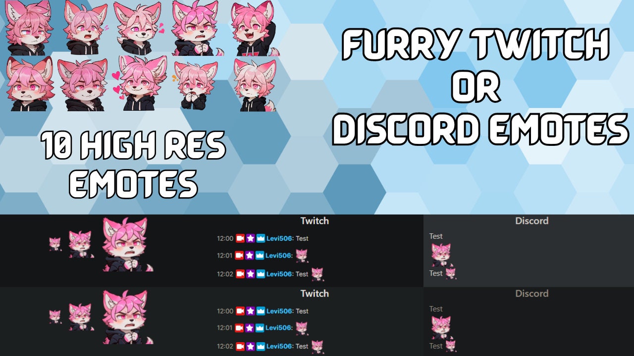 Chibi Pink Dog Furry Twitch Emotes Set of 10 Cute Furry Twitch Emotes ...