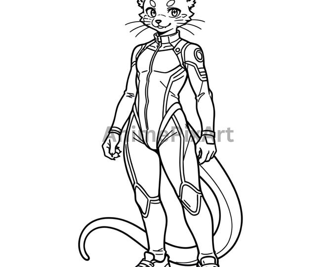 Customizable Feline Furry Coloring Sheet Reference Sheet - Digital ...