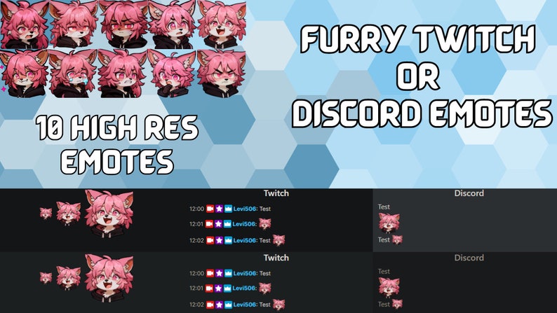 Chibi Pink Wolf Furry Twitch Emotes Set of 10 Cute Furry Twitch Emotes ...