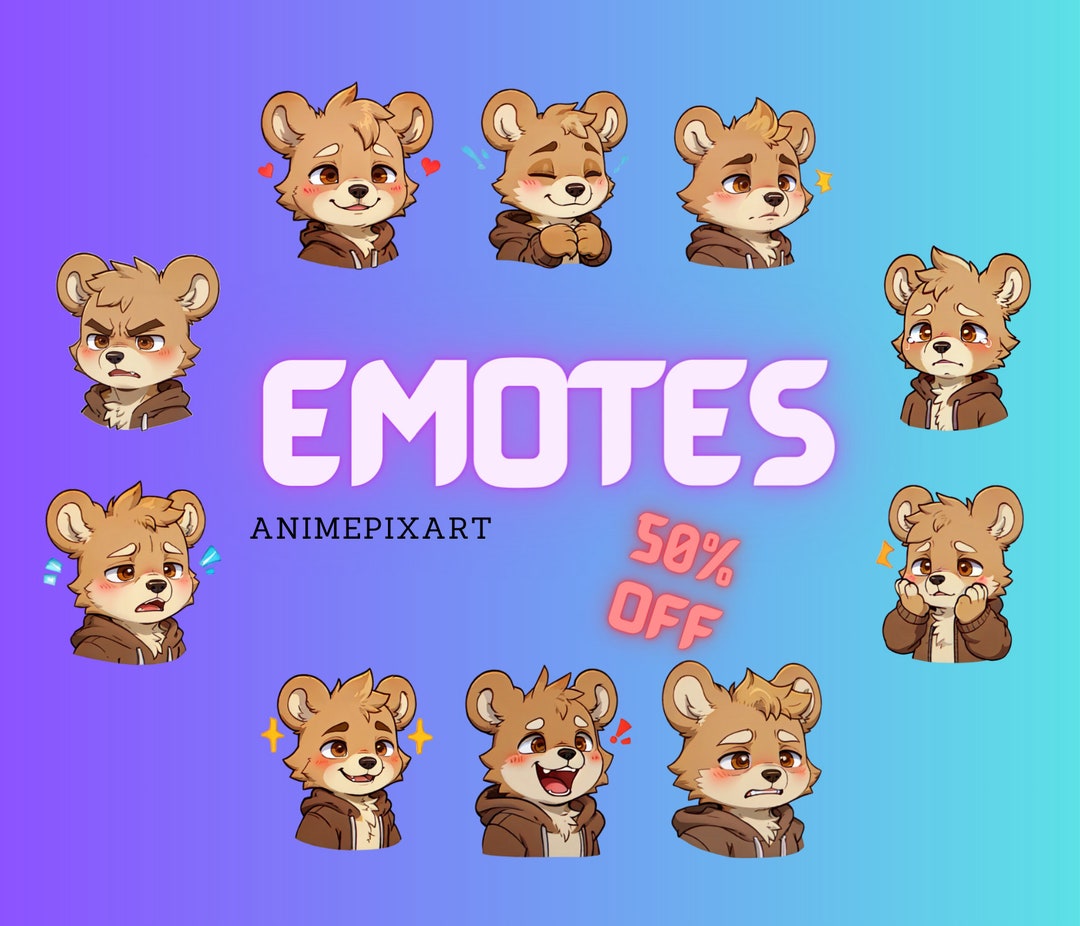 Chibi Brown Bear Furry Twitch Emotes - Set of 10 - Cute Furry Twitch ...