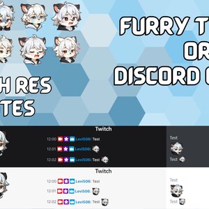 Chibi White Haired Fox Furry Twitch Emotes - Set of 10 - Cute Furry ...