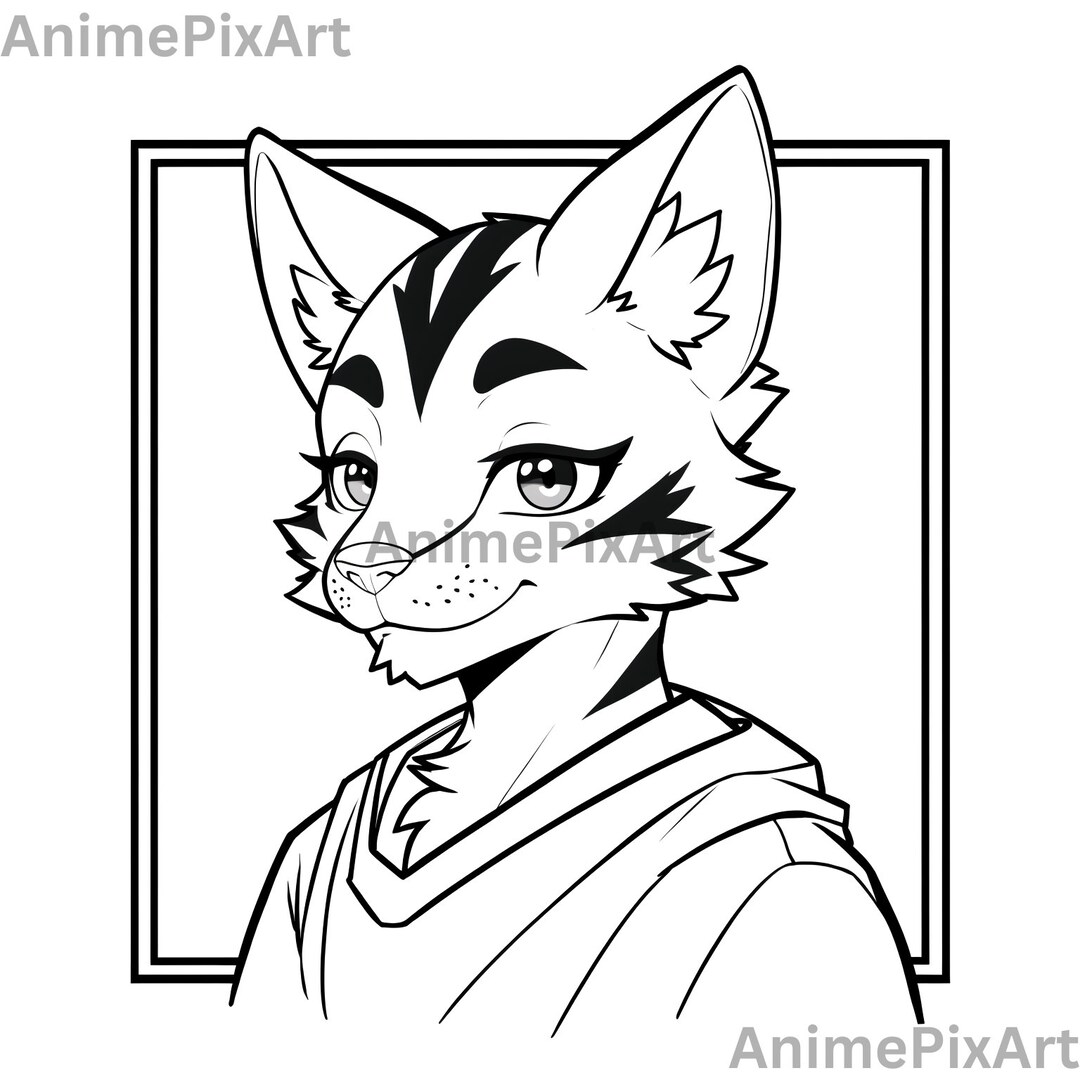 Customizable Feline Furry Coloring Sheet PFP - Digital Download, OC ...