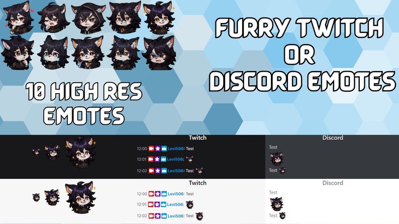 Chibi Black Wolf Furry Twitch Emotes Set of 10 Cute Furry Twitch Emotes ...
