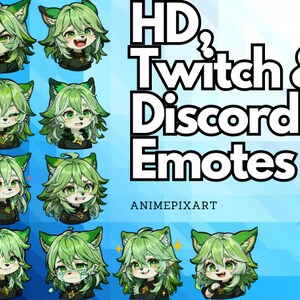 Chibi Green Wolf Furry Twitch Emotes - Set of 10 - Cute Furry Twitch ...