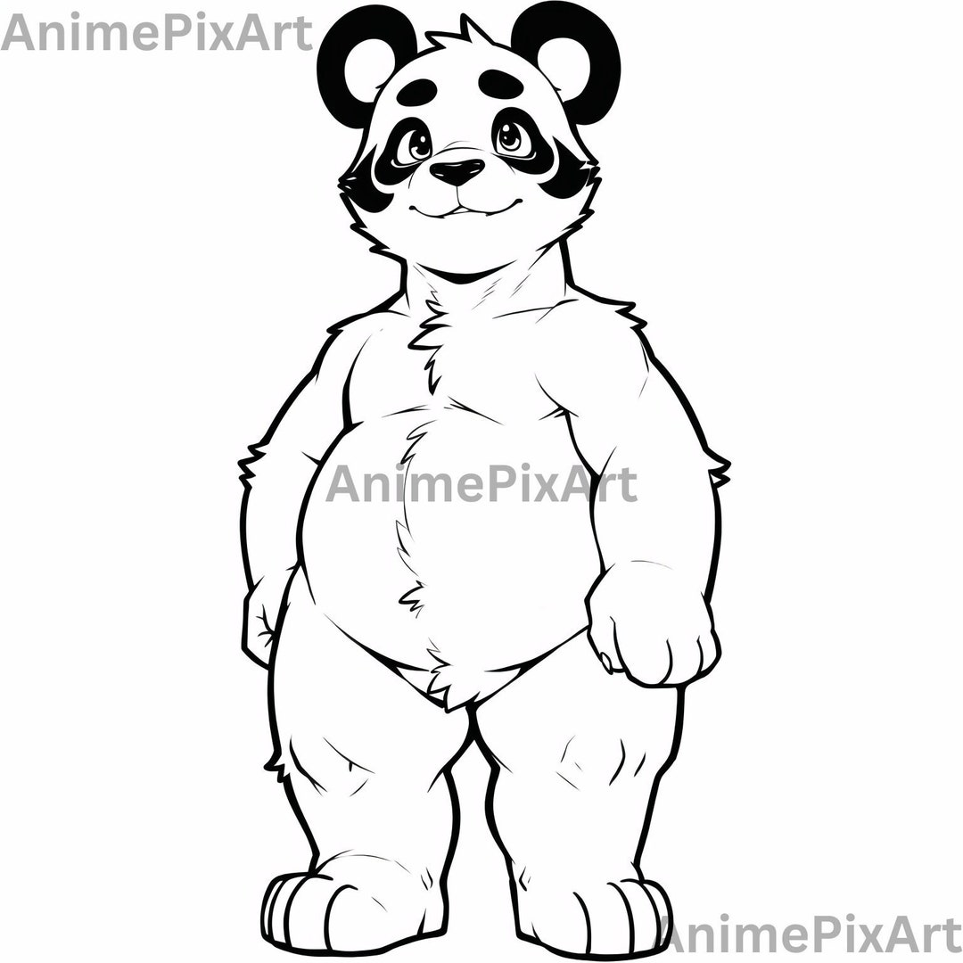 Customizable Panda Furry Coloring Sheet Digital Download Oc Furry Instant Download P2u Ptu