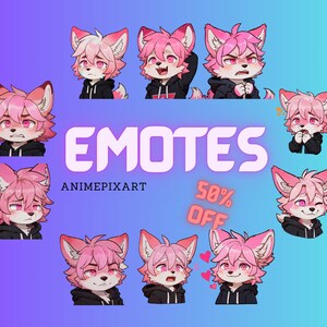 Chibi Pink Dog Furry Twitch Emotes - Set of 10 - Cute Furry Twitch ...