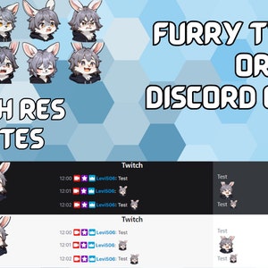 Chibi Bunny Furry Twitch Emotes - Set of 10 - Cute Furry Twitch Emotes ...