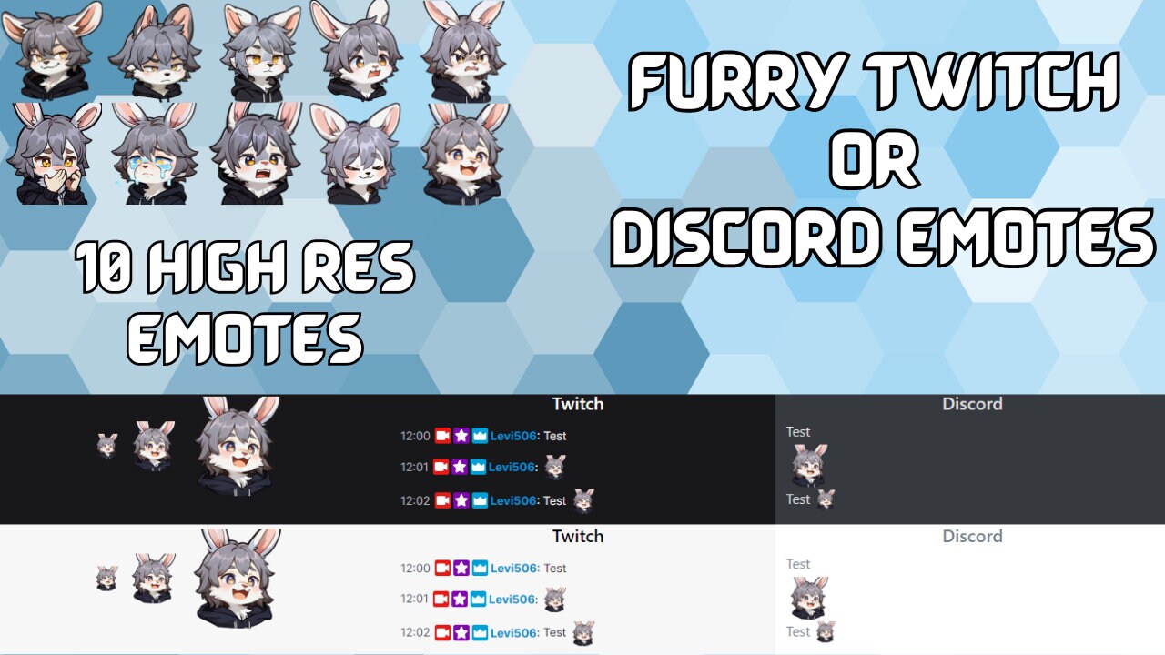 Chibi Bunny Furry Twitch Emotes Set of 10 Cute Furry Twitch Emotes ...