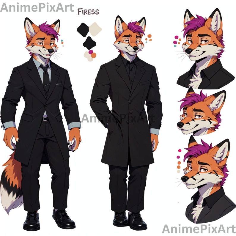 Limited Furry Adoptable Daily Adoptions Dec 21st Firess Fox Furry Reference Sheet Adoptable Etsy