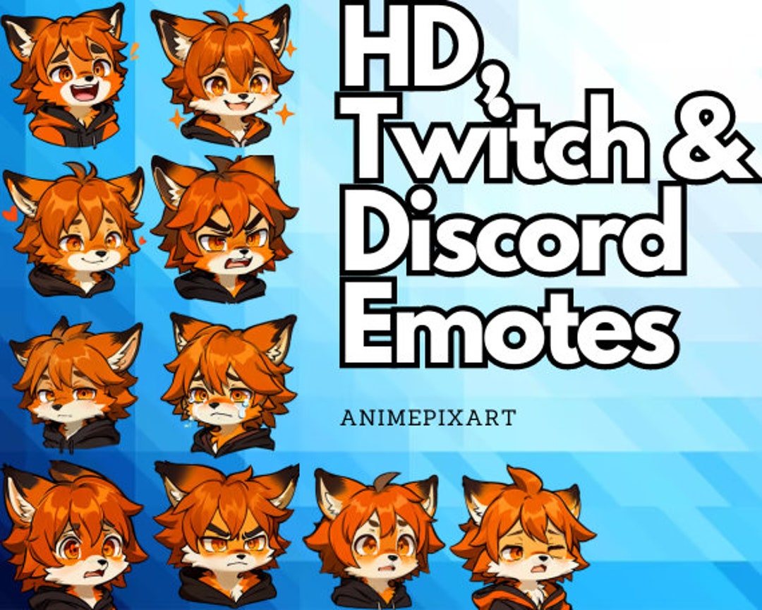 Chibi Fox Furry Twitch Emotes - Set of 10 - Cute Furry Twitch Emotes ...