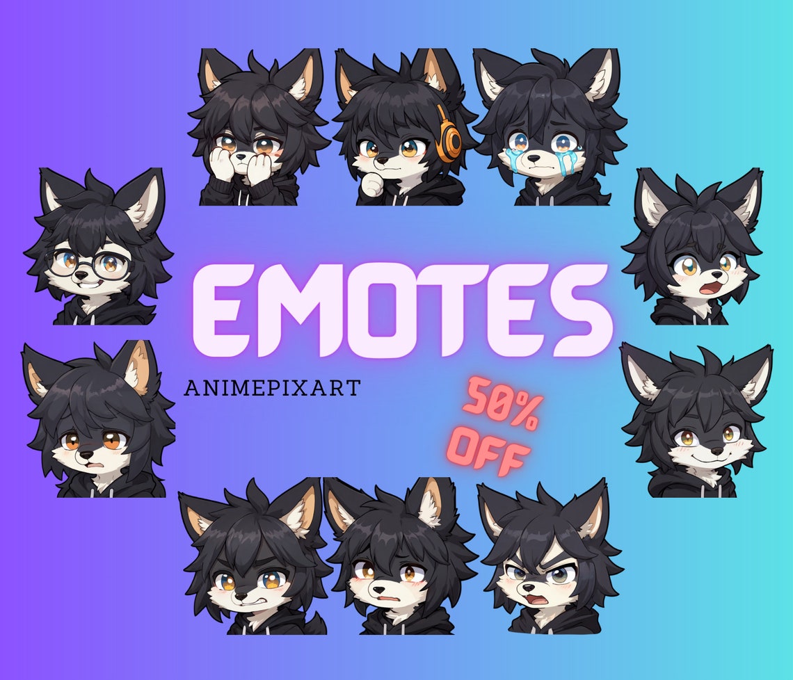 Chibi Husky Furry Twitch Emotes Set of 10 Cute Furry Twitch Emotes ...