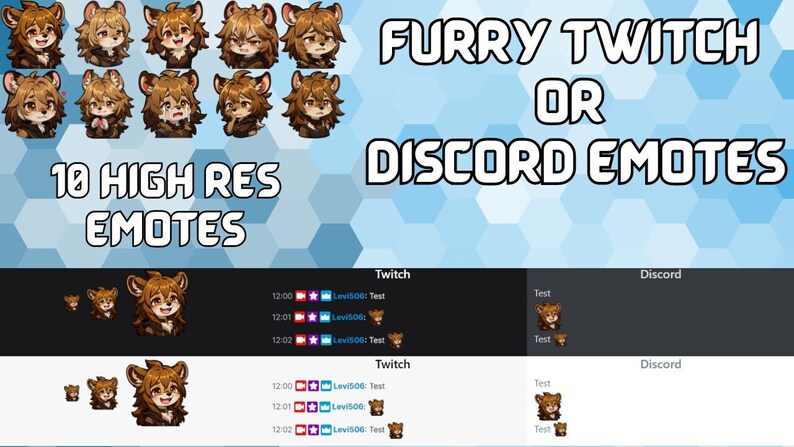 Chibi Hyena Furry Twitch Emotes Set of 10 Cute Furry Twitch Emotes ...