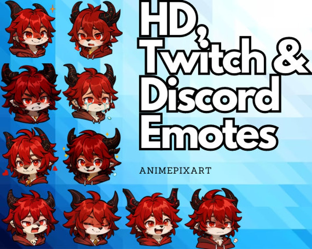 Chibi Red Dragon Furry Twitch Emotes - Set of 10 - Cute Furry Twitch ...