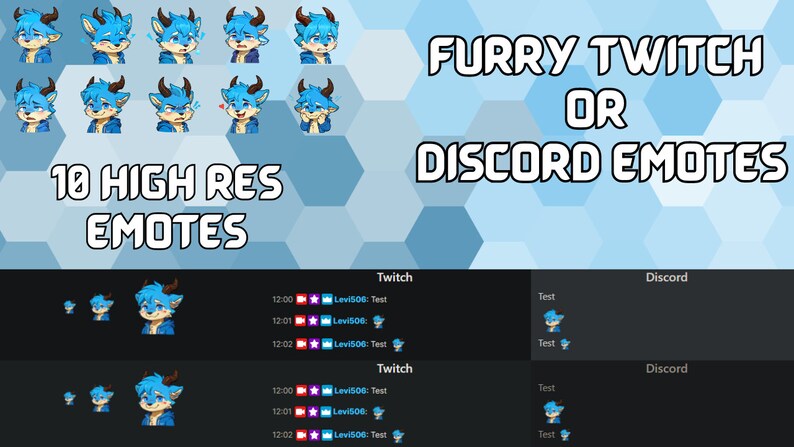 Chibi Blue Dragon Furry Twitch Emotes Set of 10 Cute Furry Twitch ...