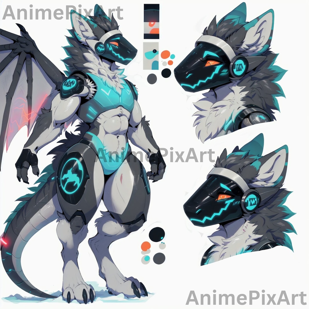 Furry Adopt: Protogen B4ST10N Furry Adoption, Reference Sheet, Fursona - Etsy
