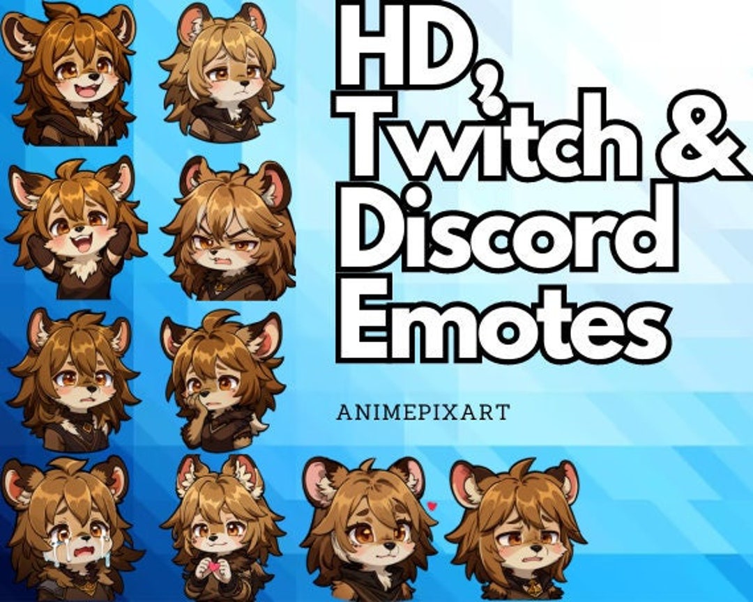 Chibi Hyena Furry Twitch Emotes - Set of 10 - Cute Furry Twitch Emotes ...