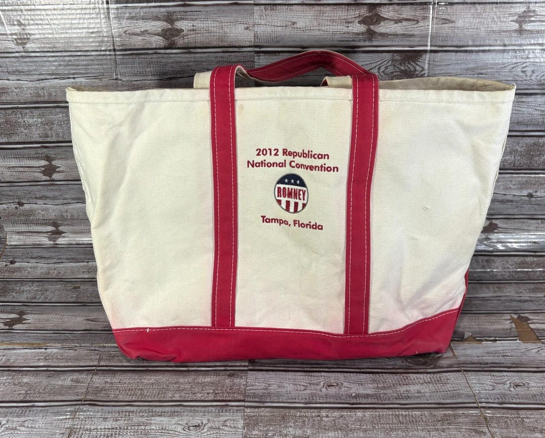 LL Bean Boat & Tote Bag Red Tan Republican Romney Trump Made in USA - Etsy