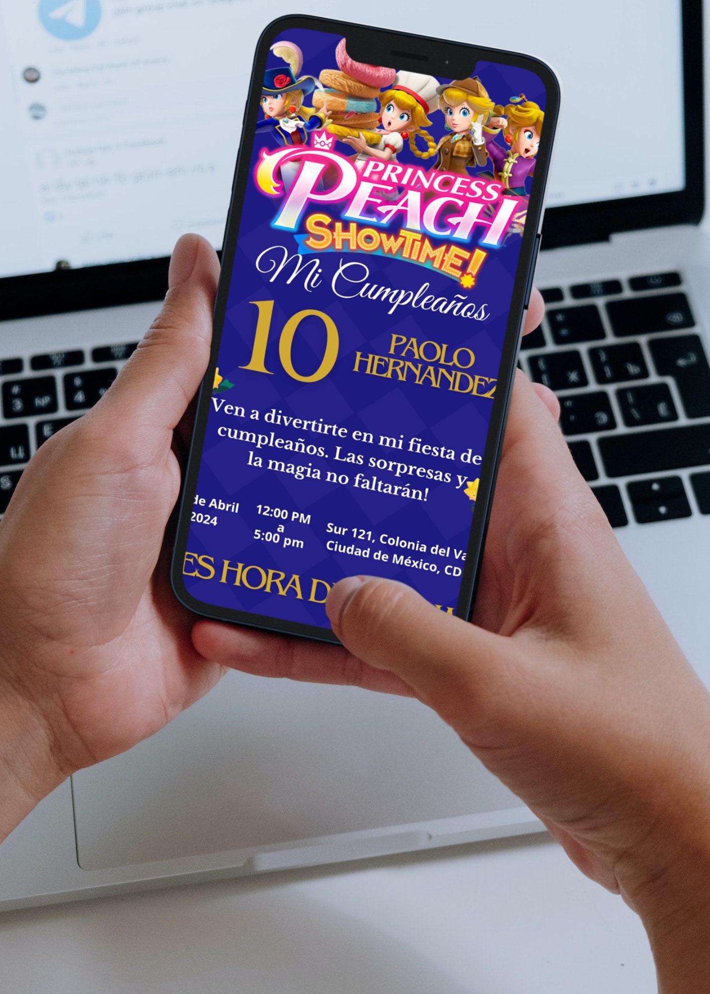 Editable Birthday Invitation Princess Peach Showtime - Etsy