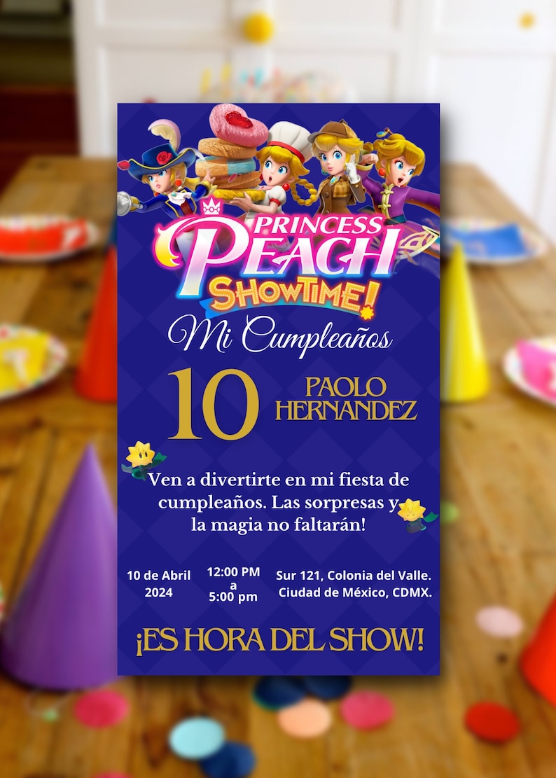 Editable Birthday Invitation Princess Peach Showtime - Etsy