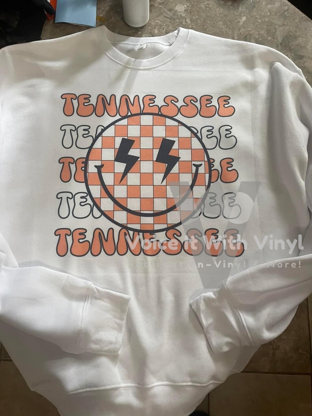 Tennessee Checkered Smiley Face Sweatshirt. - Etsy